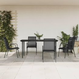 vidaXL 5-tlg. Garten-Essgruppe Schwarz Stahl und Textilene