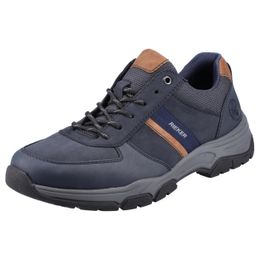 Sneaker Rieker, Herren, Gr. 40, bunt (dunkelblau, braun), Lederimitat, Schuhe, Freizeitschuh, Outdoorschuh, Schnürschuh mit gepolstertem Schaftrand, Topseller