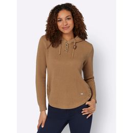 WITT Damen Kapuzenpullover mit Horn-Optik-Kn&ouml;pfen, camel, Gr&ouml;&szlig;e 38