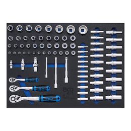 BGS-technic BGS technic Werkstattwageneinlage 3/3: Steckschl&uuml;ssel-Satz 80 teilig aus Schaumstoff mit Steckschl&uuml;ssel-Satz f&uuml;r Werkstattwagen, 4015)