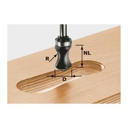 FESTOOL Griffmuldenfräser HW Schaft 8 mm R16/NL32 (mit Anlaufkugellager) (491033)