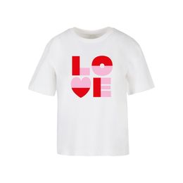 Miss Tee T-Shirt 'Love Heart Letters' Damen Gr&ouml;&szlig;e L rosa / rot / wei&szlig;