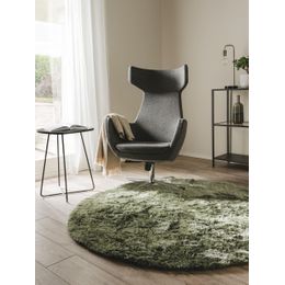 benuta Nest Hochflor Shaggyteppich Whisper Grün ø 160 cm rund - Hochflor Teppich für Wohnzimmer