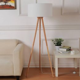 LINDBY Stehleuchte Charlia, weiß, Holz, Höhe 150cm