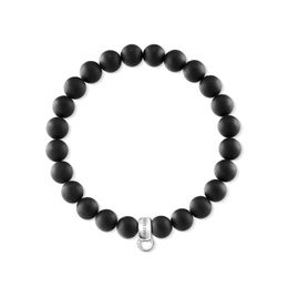 Thomas Sabo Charm-Armband »Schwarz, X0219-023-11-L17, 5« mit Obsidian silberfarben-schwarz + schwarz 17,5 Charm Club Armband mit Perlen aus...