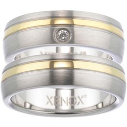 XENOX Partnerring &raquo;Geschenk "LIEBE" & Friends, X1681, X1682&laquo; wahlweise mit oder ohne Zirkonia silberfarben-goldfarben 64 Freundschaftsring als...