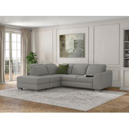 Sit & More Ecksofa SIT & MORE, B:263cm H:86cm T:219cm, silber, Wohnzimmer, Sofas, "Dundee L-Form", mit Federkern und Edelstahlfüßen, wahlweise mit