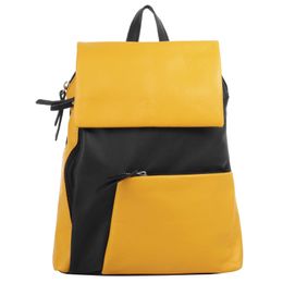 CLUTY Cityrucksack, gelb, Leder, Rindsleder, Rucksäcke, echt Leder, Made in Italy