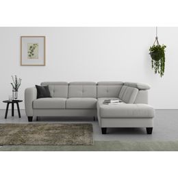 Sit & More Ecksofa SIT & MORE, B:249cm H:85cm T:195cm, silber, Wohnzimmer, Sofas, "Belluci L-Form", inklusive Federkern, wahlweise mit Bettfunktion und