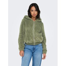 Only Damen Kapuzenpl&uuml;schjacke "ONLNEWANNA CONTACT SHERPA JKT OTW NOOS", blau, Gr. XXS, unifarben, Pl&uuml;sch, Obermaterial: 100% Polyester, Jacken