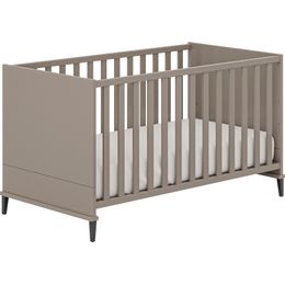Babybett Home Affaire, B:77cm H:82cm L:146cm, grau, Holzwerkstoff, Babybetten, "ARI", 4-fach h&ouml;henverstellbar, umbaubar zum Juniorbett Kindersofa