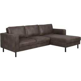 Ecksofa Places of Style, B:232cm H:81cm T:161cm, grau, 50% Leder, 40% Polyester, 10% Polyamid;Backing 60% Leder, Sofas, "Watkins, wahlweise mit