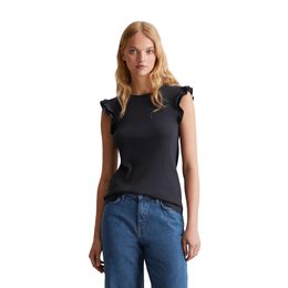 Marc O'Polo Damen T-Shirt "aus modernem Ribbjersey", blau, Gr. XXL, MARC O'POLO DENIM, unifarben, Obermaterial: 59% Baumwolle, 38% Modal, 3% Elasthan, Shirts