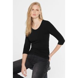 Damen Rundhalsshirt, schwarz, Gr. S, SENSES.THE LABEL, unifarben, Material: 95% Baumwolle, 5% Elasthan, Shirts, mit Baumwolle