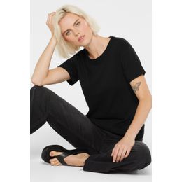 Damen Rundhalsshirt, schwarz, Gr. XS, SENSES.THE LABEL, unifarben, Single Jersey, Material: 100% Baumwolle, Shirts, aus Baumwolle