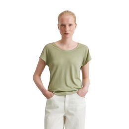 Marc O'Polo T-Shirt MARC O'POLO "aus Viskose-Organic-Cotton-Mix", Damen, Gr. L, smooth sage, Obermaterial: 50% Baumwolle, 50% Viskose, unifarben, Basic, regular fit, tiefer Rundhals, Shirts