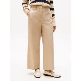 Tommy Hilfiger Damen Chinohose "COTTON WIDE LEG ANKLE CHINO PANT", beige, Gr. 34, unifarben, Web, Obermaterial: 65% Baumwolle, 33% Lyocell, 2%