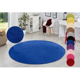 Teppich Hanse Home, H:7mm &Oslash;:133cm, blau, Kunstfaser, Wohnzimmer, Teppiche, "Fancy", Kurzflor, Weich, Einfarbig, Wohnzimmer, Schlafzimmer, Esszimmer