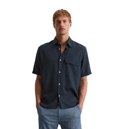 Marc O'Polo MARC O'POLO Herren Kurzarmhemd "aus softem Lyocell", blau, Gr. S, unifarben, Obermaterial: 100% Lyocell, Hemden