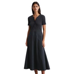 Marc O'Polo MARC O'POLO Damen Jerseykleid "mit Baumwoll-Popelinerock", blau, Gr. XXS, unifarben, Obermaterial: 97% Baumwolle, 3% Elasthan, Kleider