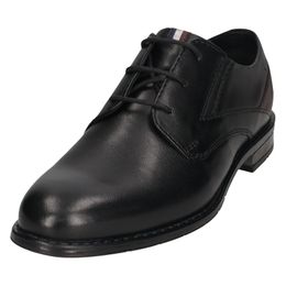 Bugatti Herren Schnürschuh, Gr. 45, schwarz, Leder, Basic, Schuhe, Anzugschuh, Business Halbschuh mit bequemen Stretcheinsatz