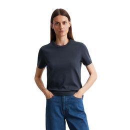 Marc O'Polo MARC O'POLO Damen T-Shirt "aus Interlock-Jersey", blau, Basic, Gr. M, unifarben, Obermaterial: 100% Baumwolle, Shirts