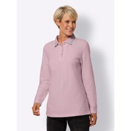 WITT Damen Langarm-Poloshirt in Pikee-Qualit&auml;t, ros&eacute;, Gr&ouml;&szlig;e 46