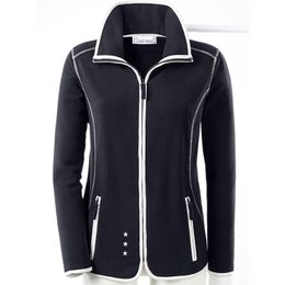 WITT Damen Fleecejacke mit Sternchen-Stickerei, marine, Gr&ouml;&szlig;e 42
