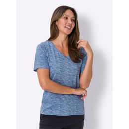 WITT Damen Kurzarmshirt in Melange-Optik, jeansblau-meliert, Größe 38