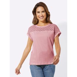 WITT Damen Rundhalsshirt mit Spitzen-Einsatz, hortensie, Größe 54