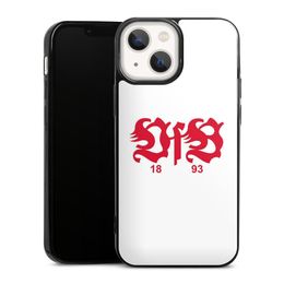 DeinDesign iPhone 13 Mini Handy Slim Case extra d&uuml;nn Silikon Handyh&uuml;lle schwarz H&uuml;lle Official Licensed Product Lettering Vfb Stuttgart Silikon Slim Case