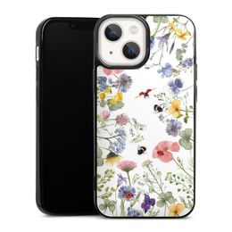 DeinDesign iPhone 13 Mini Handy Slim Case extra d&uuml;nn Silikon Handyh&uuml;lle schwarz H&uuml;lle Flowers Bee Muster Silikon Slim Case