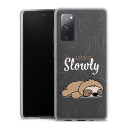 DeinDesign Galaxy S20 FE Handy Silikon H&uuml;lle Case transparent Handyh&uuml;lle Lazy Sunday Sayings Sloth Silikon Case