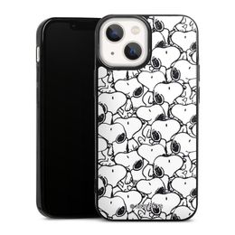 DeinDesign iPhone 13 Mini Handy Slim Case extra d&uuml;nn Silikon Handyh&uuml;lle schwarz H&uuml;lle Peanuts Snoopy Muster Silikon Slim Case