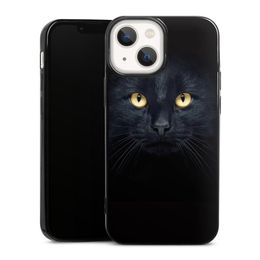 DeinDesign iPhone 13 Mini Handy Slim Case extra d&uuml;nn Silikon Handyh&uuml;lle schwarz H&uuml;lle Eye Cat Black Silikon Slim Case