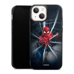 DeinDesign iPhone 13 Mini Handy Slim Case extra d&uuml;nn Silikon Handyh&uuml;lle schwarz H&uuml;lle Kinofilm Marvel Spiderman Silikon Slim Case