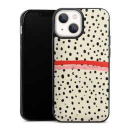 DeinDesign iPhone 13 Mini Handy Slim Case extra d&uuml;nn Silikon Handyh&uuml;lle schwarz H&uuml;lle Stripes Points Kunst Silikon Slim Case