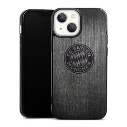 DeinDesign iPhone 13 Mini Handy Slim Case extra d&uuml;nn Silikon Handyh&uuml;lle schwarz H&uuml;lle Fcb Metallic Look Fc Bayern M&uuml;nchen Silikon Slim Case