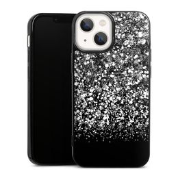 DeinDesign iPhone 13 Mini Handy Slim Case extra d&uuml;nn Silikon Handyh&uuml;lle schwarz H&uuml;lle Muster Snowflake Glitzer Silikon Slim Case