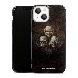 DeinDesign iPhone 13 Mini Handy Slim Case extra d&uuml;nn Silikon Handyh&uuml;lle schwarz H&uuml;lle Gothic Art Skulls Silikon Slim Case