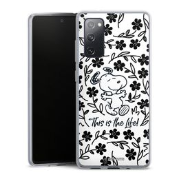 DeinDesign Galaxy S20 FE 5G Handy Silikon H&uuml;lle Case transparent Handyh&uuml;lle Flowers Peanuts Snoopy Silikon Case