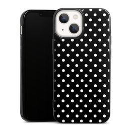 DeinDesign iPhone 13 Mini Handy Slim Case extra d&uuml;nn Silikon Handyh&uuml;lle schwarz H&uuml;lle Retro Points Polka Dots Silikon Slim Case