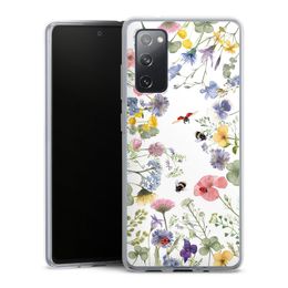 DeinDesign Galaxy S20 FE Handy Silikon H&uuml;lle Case transparent Handyh&uuml;lle Muster Flowers Bee Silikon Case