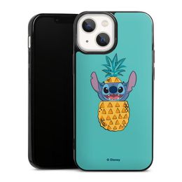 DeinDesign iPhone 13 Mini Handy Slim Case extra d&uuml;nn Silikon Handyh&uuml;lle schwarz H&uuml;lle Disney Lilo & Stitch Pineapple Silikon Slim Case