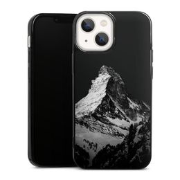 DeinDesign iPhone 13 Mini Handy Slim Case extra d&uuml;nn Silikon Handyh&uuml;lle schwarz H&uuml;lle Mountain Snow Mountain Top Silikon Slim Case