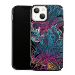 DeinDesign iPhone 13 Mini Handy Slim Case extra d&uuml;nn Silikon Handyh&uuml;lle schwarz H&uuml;lle Colourful Flowers Neon Silikon Slim Case