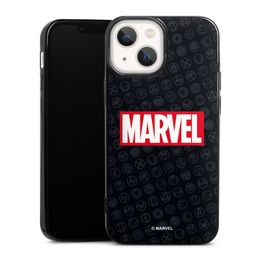 DeinDesign iPhone 13 Mini Handy Slim Case extra d&uuml;nn Silikon Handyh&uuml;lle schwarz H&uuml;lle Logo Marvel Comic Silikon Slim Case