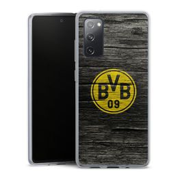 DeinDesign Galaxy S20 FE 5G Handy Silikon H&uuml;lle Case transparent Handyh&uuml;lle Bvb Wooden Look Borussia Dortmund Silikon Case