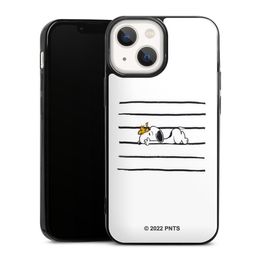 DeinDesign iPhone 13 Mini Handy Slim Case extra d&uuml;nn Silikon Handyh&uuml;lle schwarz H&uuml;lle Snoopy Dog Peanuts Silikon Slim Case