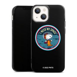 DeinDesign iPhone 13 Mini Handy Slim Case extra d&uuml;nn Silikon Handyh&uuml;lle schwarz H&uuml;lle Peanuts Weltall Snoopy Silikon Slim Case